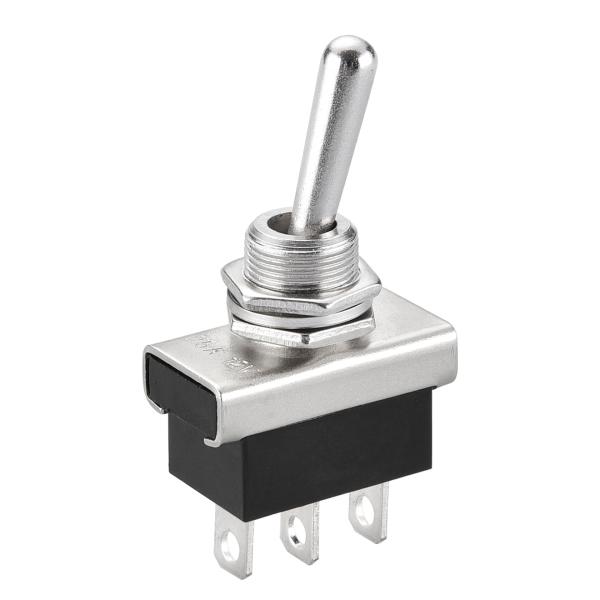 スイッチ定格: 12VDC 25A; 125VAC 6A; AC250V 3Aタイプ: SPDT ON/ON 維持取付穴サイズ：12.2mm3 ピン端子幅: 1/4" (6.3mm)本体サイズ：29mm×15mm