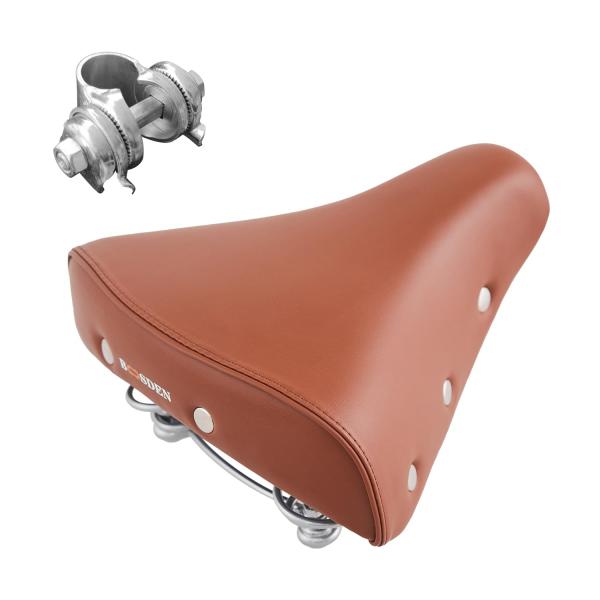 カラー：ブラウン【快適な自転車サドル】 サイズは23.5cm×23.5cm。表面は高品質PUレザー、内部は高反発ポリウレタンクッションを採用し、長時間のライドでもお尻の痛みをしっかり軽減。さらっとした手触りで100％防水、通勤・通学やお出か...
