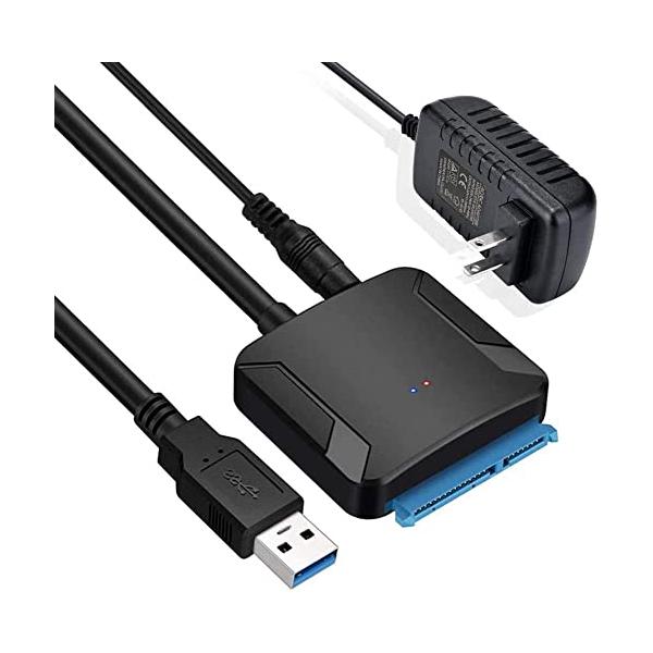 【SATA USB3.0変換】：このSATAからUSBへの変換ケーブルを使用すると、ソリッドステートドライブ（SSD)またはハードディスク（HDD)を簡単にコンピューターに接続し、データへのアクセスとバックアップを行えます。【高速データ転送...