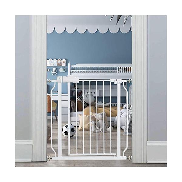カラー：ホワイトサイズ：取付幅74-86cm【取り付け簡単】壁への突っ張り式の設置方法ですので、穴を開ける必要なく、突っ張るだけで簡単に設置できます。ゲートを設置の時、ねじを締めていなかったら、閉められないかもしれません。ぜひご注意ください...