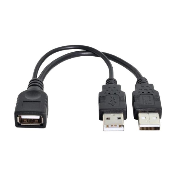 カラー：USB 1メス-2オス。Two USB male connector,One is for USB power and data, another one for USB power only.Does one USB port n...