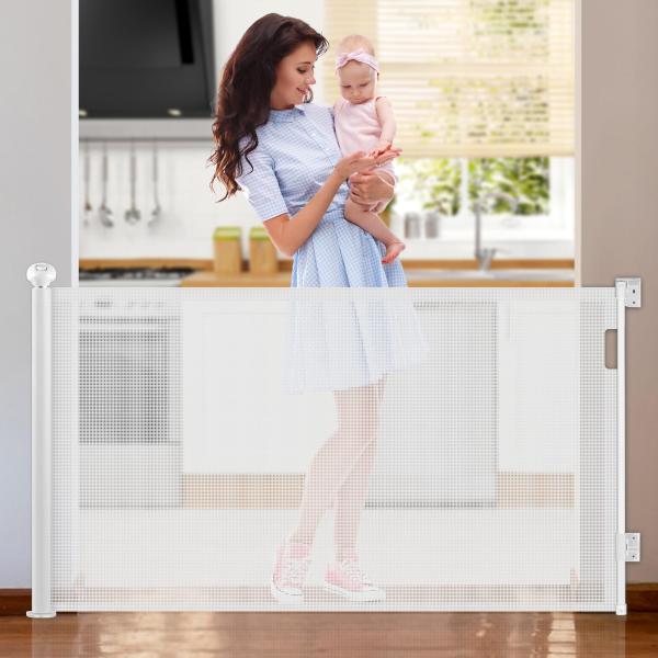 カラー：ホワイトサイズ：取付幅200cm・赤ちゃん＆ペットに最適：※穴あけで取付説明ビデオ：https://youtu.be/Jr_R4-v5kTc。柔らかいが固いメッシュによって、赤ちゃんを傷つけることはありません。そして、すべての部分は...