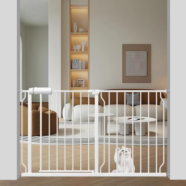 カラー：ホワイトサイズ：取付幅122-134cm【取り付け簡単】壁への突っ張り式の設置方法ですので、穴を開ける必要なく、突っ張るだけで簡単に設置できます。ゲートを設置の時、ねじを締めていなかったら、閉められないかもしれません。ぜひご注意くだ...