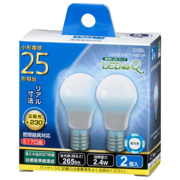 カラー：昼光色サイズ：25形【 特 長 】● この商品はLED5年対象です● 小形電球25形相当● 密閉形器具対応● 断熱材施工器具にも対応● 広配光約230°● 光が全方向に広がります● 省エネ法2027年度目標基準達成● 昼光色● E1...
