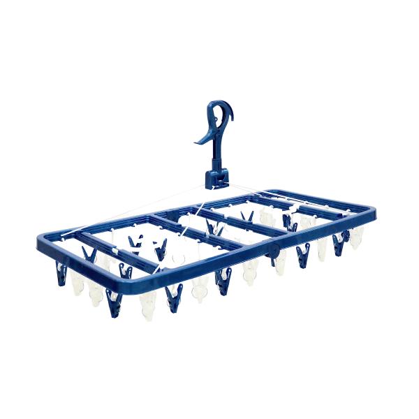 カラー：ブルーサイズ：サイドフック付角ハンガー42P材質：本体・ピンチ：ポリプロピレン、ワイヤー：鉄線、バネ：鋼線商品サイズ：【キャッチ使用時】350×700×355mm(展開時)【フック使用時】350×700×185mm(展開時)ピンチ4...