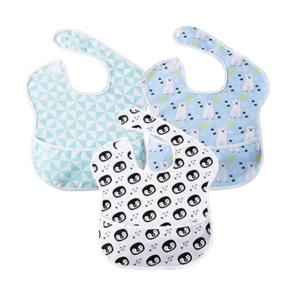 カラー：ブルー三角形と猫【完璧なデザイン】ラウンドネックデザインは、快適で美しいだけではなく、赤ちゃんの首をこすることもなく、赤ちゃんの柔らかい肌を保護します。後はマジックテープのデザインで、尖った角がなくて粘着性が良く、サイズも調節できま...