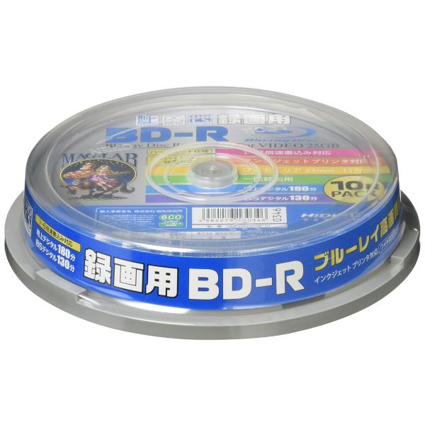 サイズ：10枚パックスタイル：BD-RのみBD-R 録画用 25GB 6倍速 ホワイトプリンタブル スピンドルケース 10枚