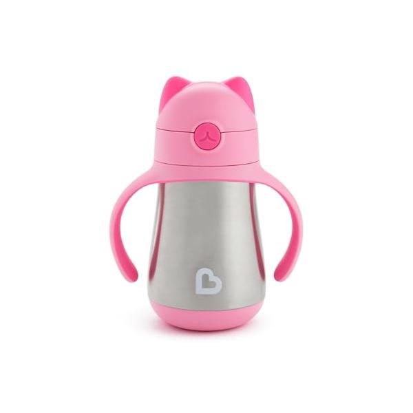 カラー：ピンクひんやり水分補給！ 片手で開けられるキュートな猫耳ストローマグ。