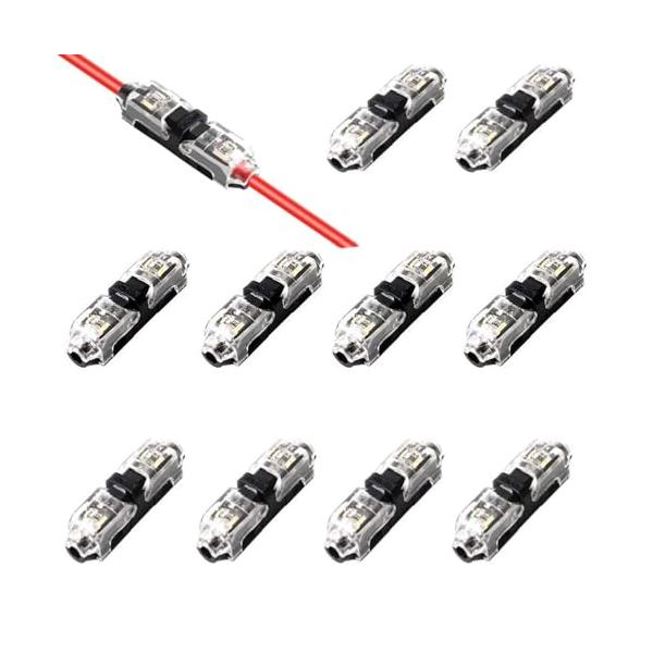 【商品仕様】10個セット。20-22AWG結線、1芯サブ配線コネクタ使用電圧：12V 24V、使用温度：-30℃〜+ 85℃、使用電流：0-10A。【低電圧機器に最適】この配線コネクターは、感電の危険がなく、低電圧機器に非常に適しています。...