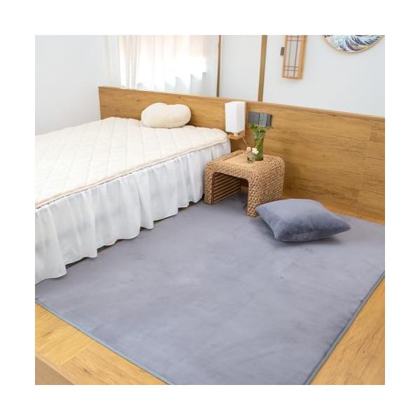 カラー：グレーサイズ：185*185cmスタイル：無地【基本仕様】サイズ：約2畳 185*185cm 正方形 厚み6mm 毛足4mm 素材：表地：フランネル　中材：ウレタンフォーム　裏地：ノンスリップ不織布 。【オールシーズン快適ラグ】高品...