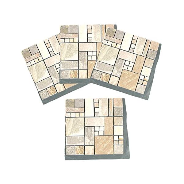 カラー：ローマ調【詳細】サイズ: たて30.5ｘよこ30.5cmｘ高さ1cm/重量: 約1.7kg（1枚）【天然の大理石使用】敷くだけの簡単設置で高級感のあるお庭を演出します。【雑草防止用シート付】日光を遮りつつ水が通る仕様なため、お庭の雑...