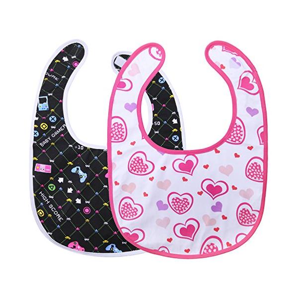 カラー：レッド/ブラックサイズ：2個 (x 1)絵柄が可愛くて、同柄ロンパースと組み合わせて完璧、子供の幼稚も感じる！子供用ビブをイメージし、子供頃の気持ちを思い出してくれます。裏面の防水シートがよだれや飲みこぼしの浸透を防いますので安心で...