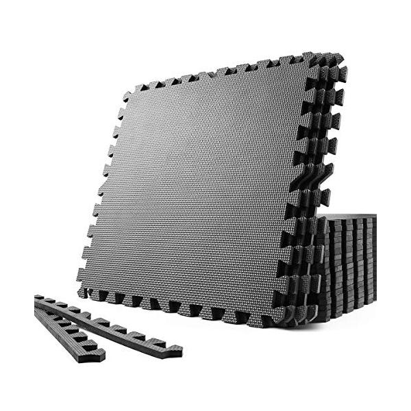 カラー：ブラックサイズ：2枚（60*60*1.2cm）SOLPEX トレーニング ジョイントマット エクササイズマット 防音 衝撃吸収マット ホームジム 大判 ジムマット 60cm×60cm×1.2cm 6/24枚 キズ防止 高硬度 振動吸...
