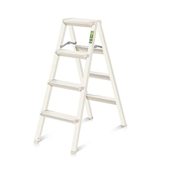 カラー：ホワイトサイズ：四段★【商品寸法】広げた状態：幅41cm×奥行73cm×高さ97cm 　収納時：幅41×奥行16cm×高さ103cm、コンパクトなデザイン、空間を省いて、狭い場所でも収納られます。★【商品素材】アルミ製で、耐荷重は1...
