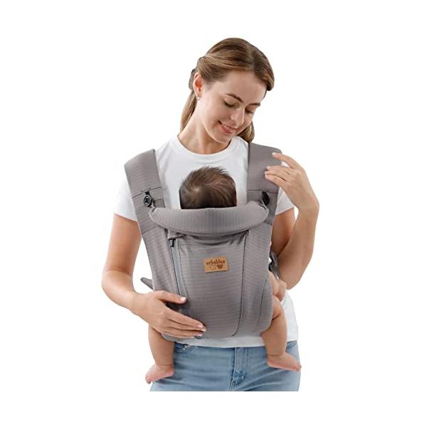 カラー：腰ベルトなし　ダークグレー【肩への負担が少なく長時間でも疲れにくい 新生児 だっこ紐 】長時間抱っこしていると首と肩あたりに負担がかかってかなり疲れてしまいますが、vrbabiesの ベビー スリング は腰を上手くサポートして体重を...