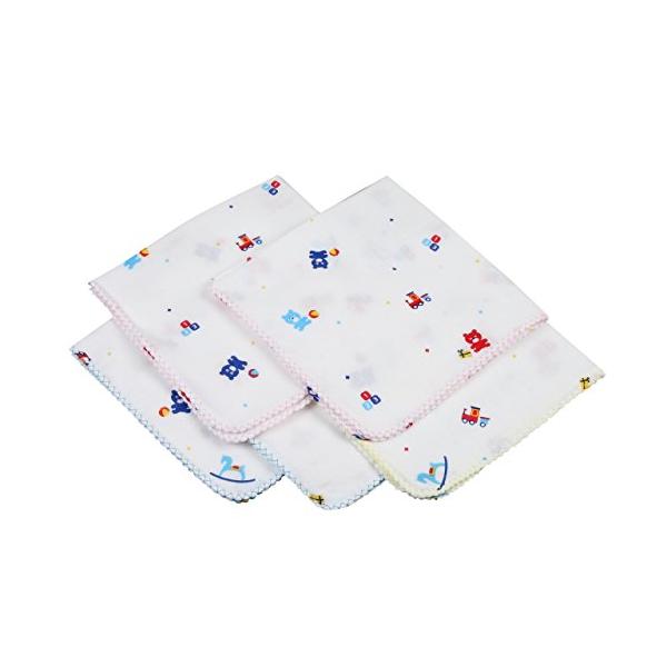 柔らかいガーゼに可愛らしいおもちゃ柄をプリント致しました。デリケートな赤ちゃんの肌にやさしい商品です。また、2重織ガーゼですので、吸水性も良く、洗濯後も糸が偏りにくい商品です。手触りやわらか和晒仕上げ。本体サイズ 32cm×32cm製造国 ...