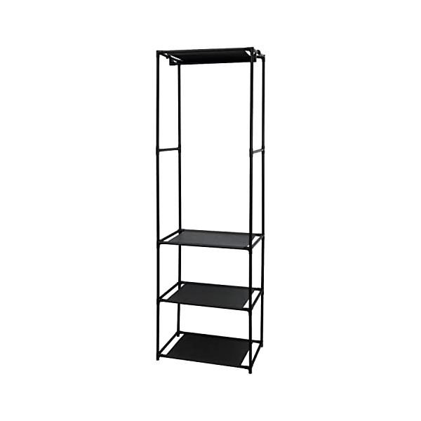カラー：ブラックサイズ：ハンガーラックスタイル：組み立て,軽量サイズ：約52×36×166cm商品重量：1300g材質：スチール、ポリプロピレン、不織布(PPコーティング）付属品：キャスター・組み立て式