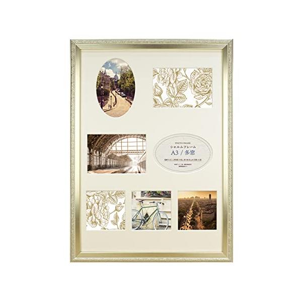カラー：SLサイズ：A3/多窓スタイル：アンティーク本体:樹脂製 面材:樹脂外寸:327×450mm 内寸:297×420mm重量:640g対応サイズ:L判/A3判【マット1枚付:多窓7窓】パッケージ：かぶせ箱+OPP袋