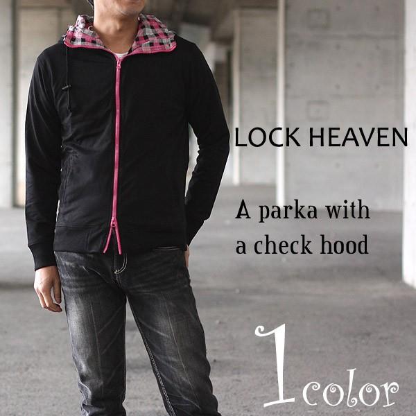 LOCK HEAVEN  チェックフード ダブルジップパーカフードにチェックプリントのオシャレアイテム！！カラーはBLACKのみ1色フロントジップ、ダブルファスナー仕様。ストリートファッションやスケーターファッション好きな方にオススメ!！モ...