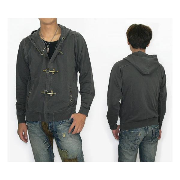 DURALUMIN 大きな金具が特徴的なファイヤーマンスウェットパーカ。フード・ポケットの外部にもアイレットを使用◆サイズ◆M  身幅41 袖丈61 身幅51 着丈60L  身幅43 袖丈63 身幅54 着丈61◆素材◆綿100％　リブ部分...