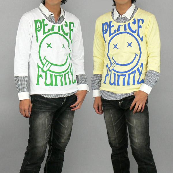 DOPE.H プリント七分Tシャツ＆ギンガムチェックシャツ！！２PIECEで別々に着用可能で〜す！！カラーはホワイト・イエロー・ピンク・グレーの４色★襟の大きく開いたTシャツでシャツの襟をきわだてます♪大きなプリントが特徴♪２着でこの価格は...