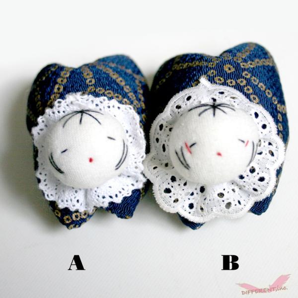 和布作りのハンドメイドによる、稚児クリップ ※つるし飾りの伊豆では、決まり事は無く何か良い事がある度に稚児クップをつるし紐にくっ付け感謝を表したりもします。お祝い事に1個、いつの日か何本もの紐に稚児達がぶら下がっているのも見て、思い出話も家...