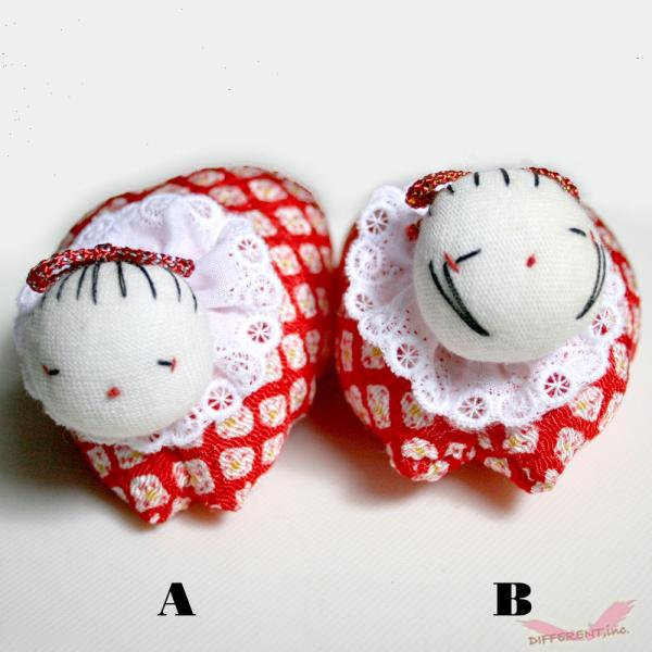 和布作りのハンドメイドによる、稚児クリップ ※つるし飾りの伊豆では、決まり事は無く何か良い事がある度に稚児クップをつるし紐にくっ付け感謝を表したりもします。お祝い事に1個、いつの日か何本もの紐に稚児達がぶら下がっているのも見て、思い出話も家...