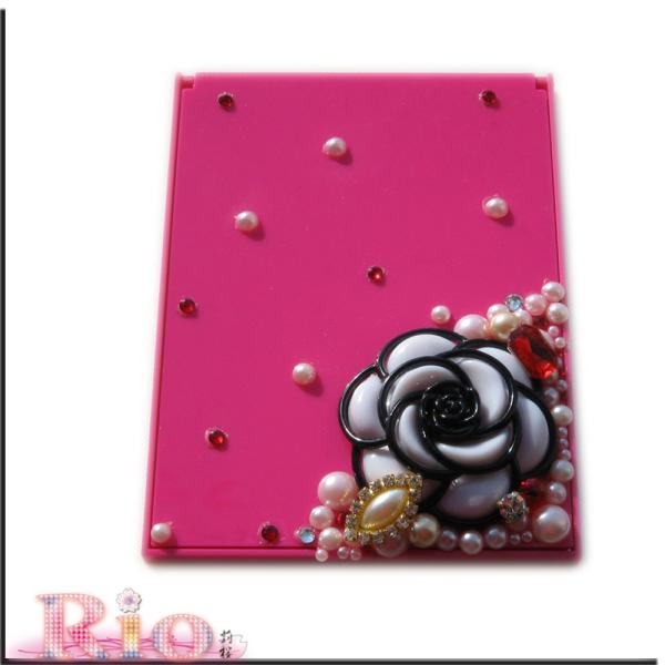 キラキラシンプルミラー 訳あり  by-rio※小キズが御座います140mm×10.5mmカメリア、スワロ、パール、ビジュー等々