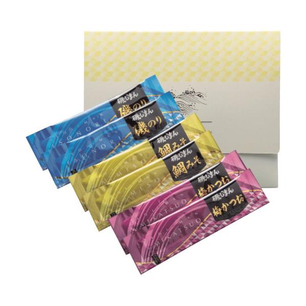 気の張らない進物をセットにしました。祝賀行事や催事の記念品などにも最適です。■磯のり・鯛みそ・梅かつお各10g×2■箱サイズ:16.1×13.1×1.5【用途】引出物 結婚祝 出産祝 仏事 快気 新築 記念 贈答 お返し お祝い 香典返し ...