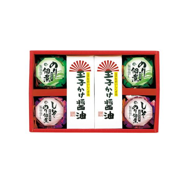 鰹と昆布のだしをきかせた上品な味わいの玉子かけごはん専用醤油です。■石山味噌玉子かけ醤油150ml×2・島乃香のり佃煮80g×2・島乃香しそのり佃煮80g×2  【小麦】 ■箱サイズ:160×250×93mm【用途】引出物 結婚祝 出産祝 ...