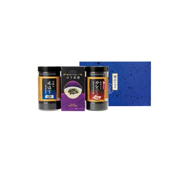 毎日の食卓に嬉しい海苔やお茶漬などの詰合せ。■有明海産味海苔6袋詰(8切4枚)・食卓のやまや博多辛子明太子味海苔(8切24枚)・のり茶漬け(5g×4袋)  【乳成分・小麦・えび】 ■箱サイズ:143×227×75mm【用途】引出物 結婚祝 ...