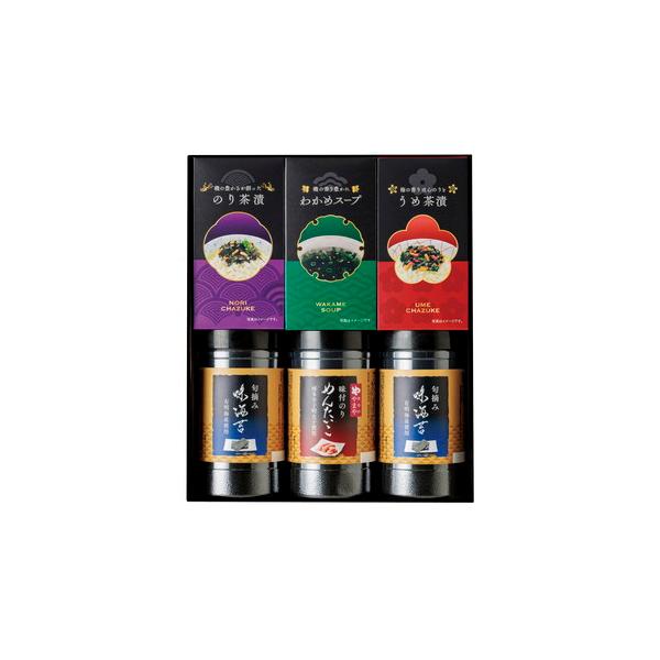 毎日の食卓に嬉しい海苔やお茶漬などの詰合せ。■有明海産味海苔6袋詰(8切4枚)×2・食卓のやまや博多辛子明太子味海苔(8切24枚)・のり茶漬け(5g×4袋)・うめ茶漬け(5g×4袋)・わかめスープ(3.5g×4袋)  【乳成分・小麦・えび】...