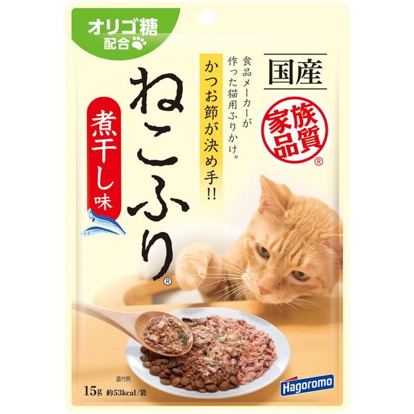 〜3種類のかつおぶし〜味付けかつおぶし、かつお粉、ソフト削りに煮干し粉と風味顆粒を混ぜ合わせた風味豊かな「ふりかけ」に仕上げました。ドライ&amp;ウェットフードにふりかけても、そのままでも猫ちゃんが大好きなおいしさです。【原材料】かつおぶ...