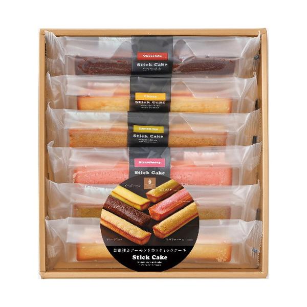 味の評価が高いしっとりとした食感のフィナンシェ生地をスティック型で焼成しています。プレーン、チョコ、ストロベリー、チーズ、ピスタチオ、レモンティーと6種の味がひとつのギフトになっています。赤、緑、黄等カラフルなお菓子です。■スティックケーキ...