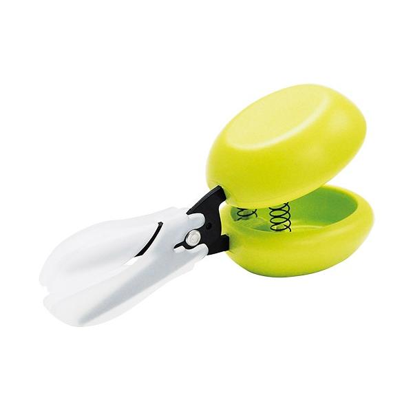 片手で押すだけでも使えるので握力の弱い方でも使えます。カバーをしたままでも切れる安全設計です。型番：D-CASTA-G色：グリーン材質：ハンドル・キャップ／ABS樹脂、ブレード／ステンレス刃物鋼全長：110mm重量：54g