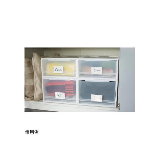 ●スチール棚に貼るならマグネット、壁や木製類なら糊跡の残らない両面テープと、使い分けいただけます。●名刺サイズのMサイズと薄い引き出しなどに適したSサイズの2種類がございます。●仕様：両面テープ●材質：ABS樹脂（透明PETシート・ホワイト...