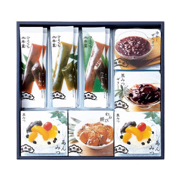 定番人気のあんみつに冷やしぜんざいなど夏に喜ばれる江戸涼菓詰合せ。ひとくち水羊羹はいつでも好きなときに片手で食べやすい新しい仕様の水羊羹。小豆の甘みと柔らかさにこだわりました。つめたく冷やしてお召し上がりください。■あんみつ2個・わらび餅・...