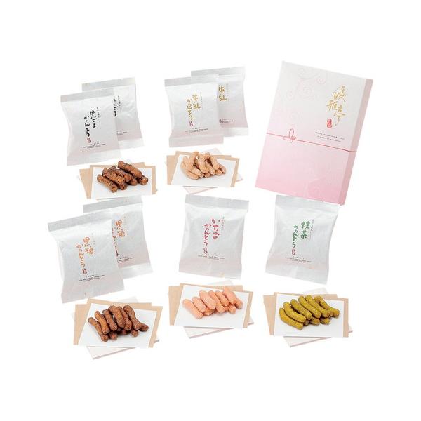 「日本伝統菓子かりんとう」ひとつひとつ丁寧に作り上げた風味豊かな味わい。■黒糖かりん糖(10g)・黒胡麻かりん糖(10g)・牛乳かりん糖(10g)×各2、抹茶かりん糖(10g)・いちごかりん糖(10g)×各10■箱サイズ:約205×135×...