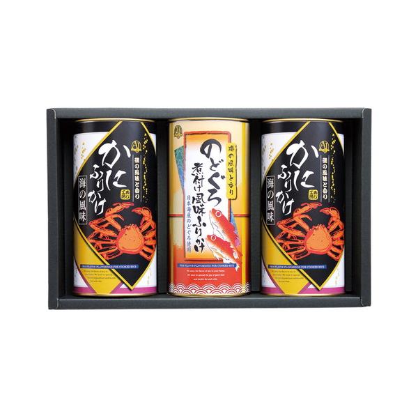 日本海で白身のトロといわれる「のどぐろ」と、極上の海の幸といわれる「かに」の風味を贅沢にふりかけにいたしました。アツアツのご飯にかけてぜひお召し上がり下さい。■かにふりかけ(50g)×2、のどぐろ煮付け風味ふりかけ(50g)×10■箱サイズ...