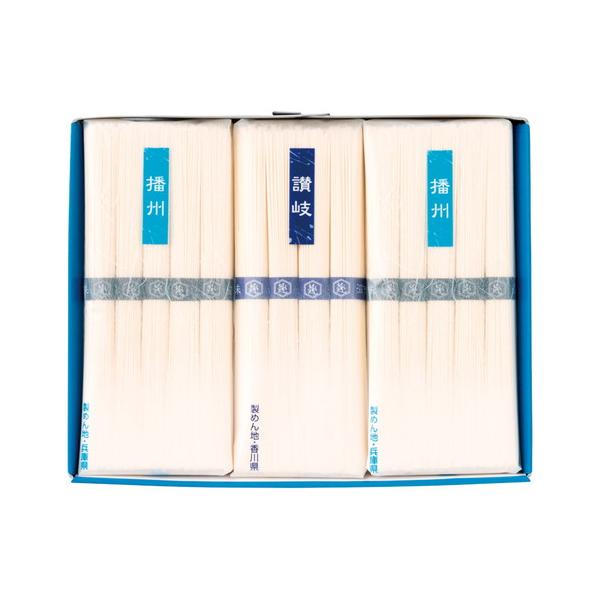 播州・讃岐のそうめんの味くらべをお楽しみ下さい。■播州そうめん(50g×5束)×2、讃岐そうめん(50g×4束)×10■箱サイズ:約203×255×23mm【用途】引出物 結婚祝 出産祝 仏事 快気 新築 記念 贈答 お返し お祝い 香典返...