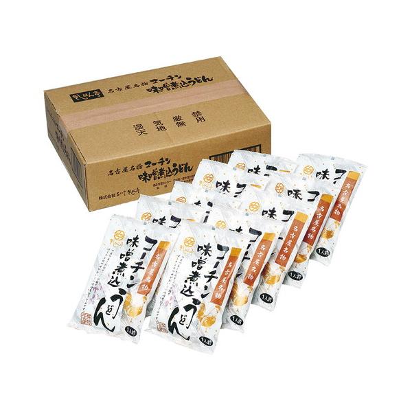 創業明治10年きしめん亭が心をこめて作りました。つるつるしこしこの麺と、名古屋コーチンエキスを加えたスープを合わせました。■うどん(めん:80g・あじみそ:50g)(130g)×100■箱サイズ:約330×250×90mm【用途】引出物 結...