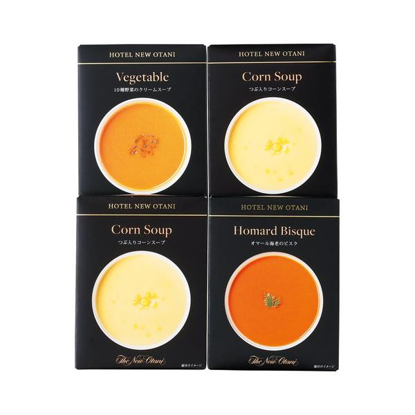 ホテルシェフによる選び抜いた素材、丹念な仕込み、美味しさの追求、洗練された技が生み出したスープシリーズです。■つぶ入りコーンスープ(150g)×2、10種野菜のクリームスープ(150g)・オマール海老のビスク(150g)×各1■箱サイズ:約...