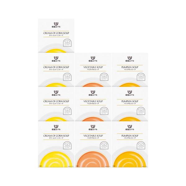それぞれの素材を活かし、風味豊かなスープに仕上げました。熟練の技が生み出す、帝国ホテル伝統の味をお楽しみください。■クリームコーンスープ(160g)×4、ベジタブルスープ(160g)・パンプキンスープ(160g)×各30■箱サイズ:約172...