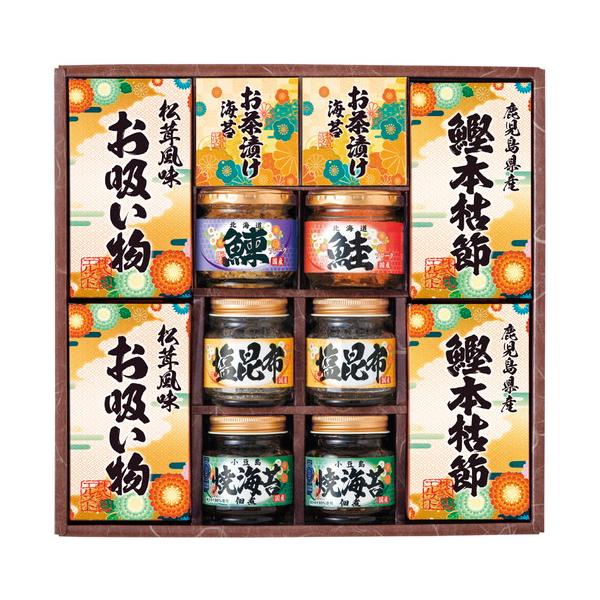 和食ならではの繊細な味を詰合せた食卓にあると嬉しいギフトセットです。突然の来客にも重宝します。■焼きのり入佃煮85g・鰹本枯節(2.5g×3)・永谷園お茶づけ海苔(4.7g×2)・永谷園お吸い物松茸風味(2.3g×4)・塩昆布18g×各2、...