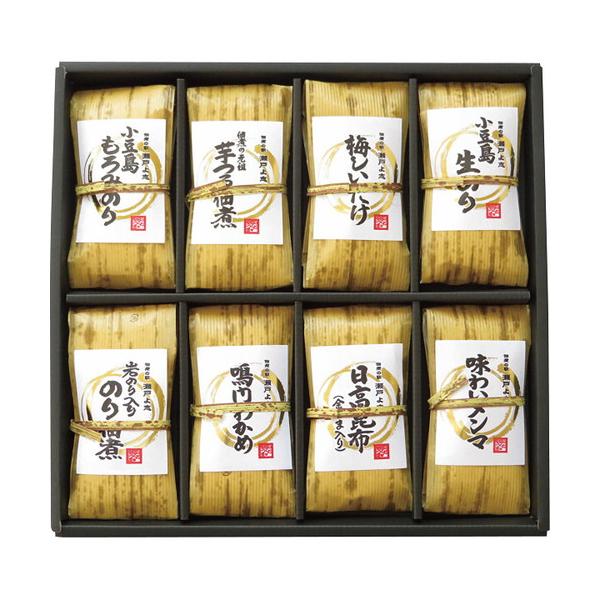小豆島ならではの醤油もろみを使った小豆島もろみのり、小豆島佃煮のはじまりと言われる芋つる佃煮、小豆島で採れた原料を使用した小豆島生のりを始め、鳴門わかめの佃煮など、地域性を活かした商品と多種多様な食感をお楽しみ頂けるよう厳選した8品を詰め合...