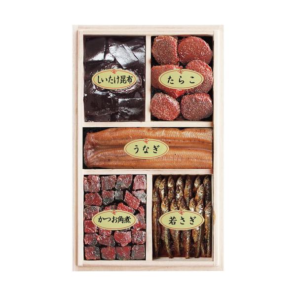 玉木屋特選つくだ煮の5種詰め合わせ。玉木屋の中でも特に人気の高い厳選されたお品をそろえました。重厚感のある木箱と高級感のあるお品は、大切な先様に必ずやご満足いただける逸品です。■鰻の蒲焼85.1g、たらこ80g、かつお角煮80g、椎茸昆布7...