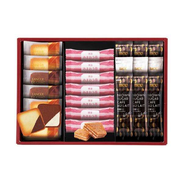 ティータイムにぴったり♪ちょうど良い食べきりサイズでいろいろ楽しめる焼菓子セット。福岡名産あまおうを使用した、ほどよい甘さの「博多あまおう苺サンド」に、サクッとした食感のクッキーにホワイトクリーム・チョコレートクリームをサンドした「ラングド...