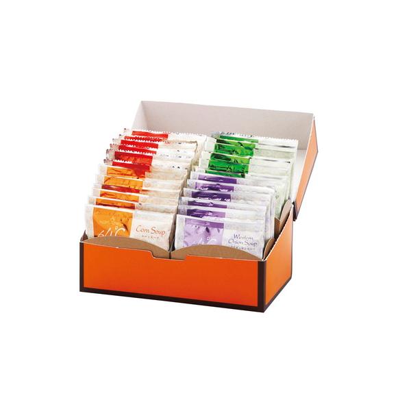 64℃スープを温かくおいしく感じられ、体温上昇にもつながる温度が64度と言われています。シーンに合わせて味わい選べる、 4種類。中華わかめスープ洋風オニオンスープコーンスープ欧風野菜スープ化粧箱を開ければ、小分けして置ける小箱タイプになって...