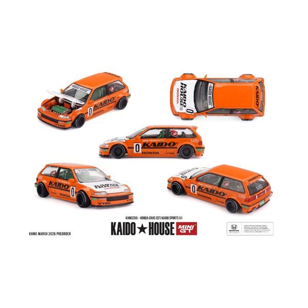【発売日：2026年08月31日】MINI-GT 1/64 Honda シビック EF Kaido スポーツ V1 (左ハンドル) ミニカー KHMG265 ■発売予定：入荷日未定(発売は遅れる可能性が御座います。)2026年8月発売予定で...