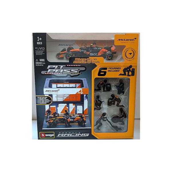 【発売日：2026年07月31日】送料無料◆BURAGO 1/43 F-1 マクラーレン PIT PASS セット MCL39 No.4 L.ノリス (クルー×6pcs パドックガレージ) ダイキャストモデル BUR38457N ■発売予定...